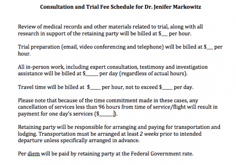 Creating a Fee Schedule for Expert Consultation and Testimony ...